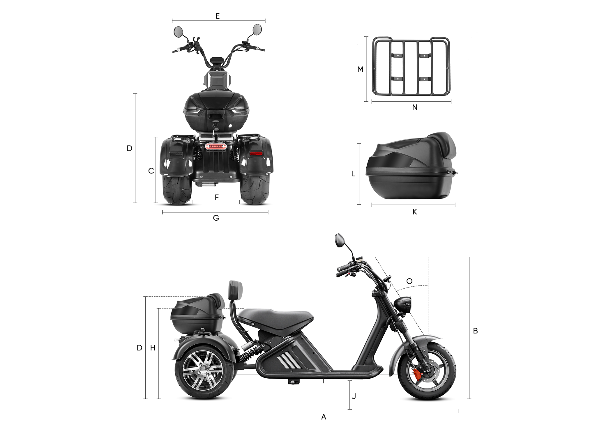 2000W Electric Trike Scooter - Eahora M2 Trike Black – Eahora Scooter