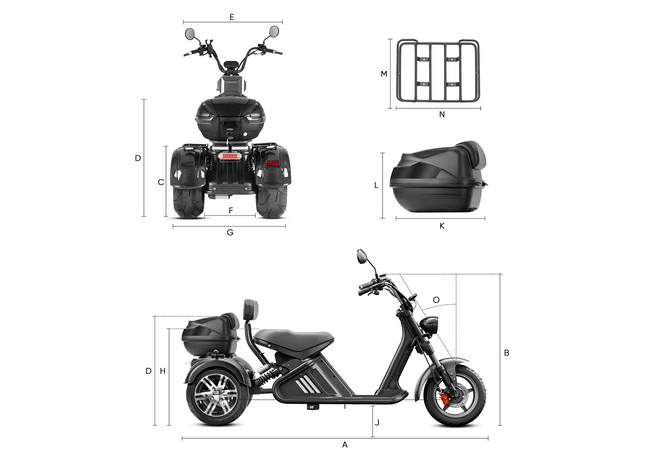 2000W Electric Trike Scooter - Eahora M2 Trike Black – Eahora Scooter